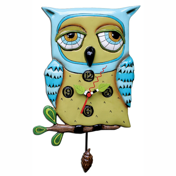 Old Blue Owl Clock Art by Allen Designs - Clocks - Gifted Parrot