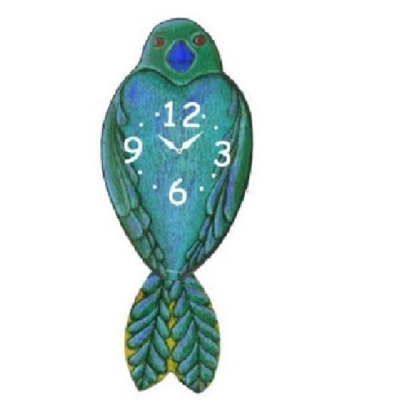 Teal Bird Pendulum Wall Clock - Gifted Parrot