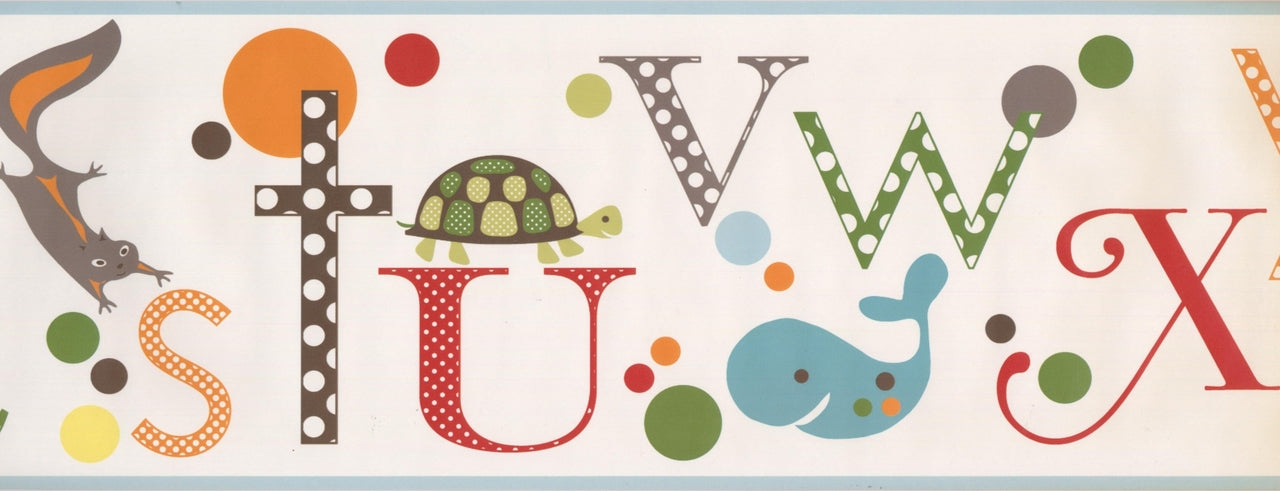 Alphabet Letters Colorful Dots for Kids JE3502BD Wallpaper Border for ...