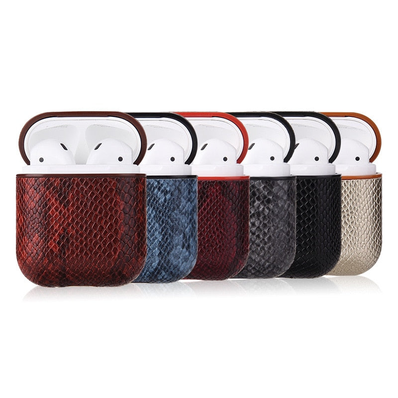 Snake Skin Leather Case For Apple AirPods - Gifted Parrot