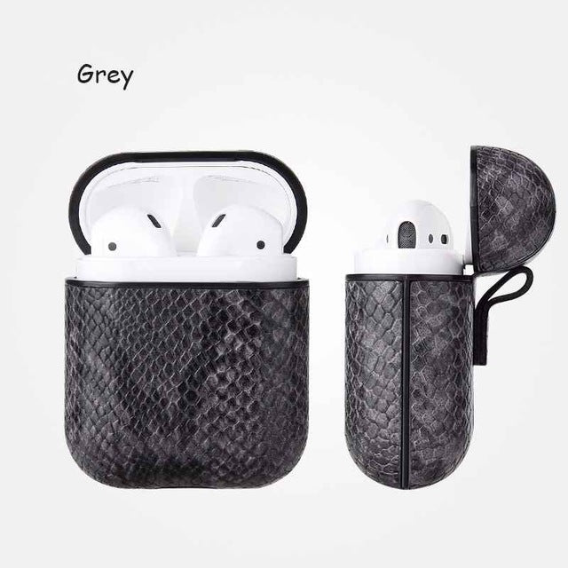 Snake Skin Leather Case For Apple AirPods - Gifted Parrot